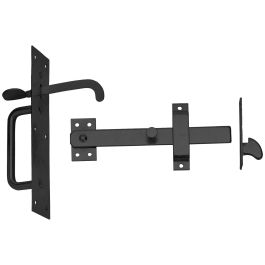 Perry Medium Suffolk Gate Latch Set Long Thumb Piece Black