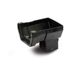 Polypipe 112mm Square Gutter Short Stop End Outlet Black