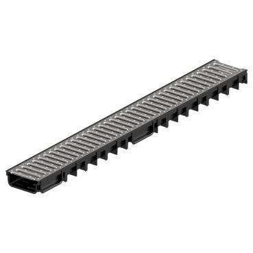ACO 1000mm EasyLine H50 Black Channel with Galvanised Steel Grating A15