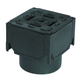 ACO 125mm HexDrain Corner Unit with Black Plastic Grating & Vertical Outlet